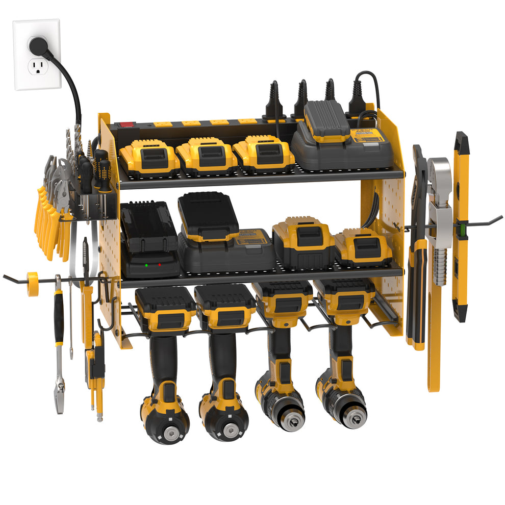 Power Tool Organizer Wall Mount, Cordless Drill Holder with 8-Outlet P ...